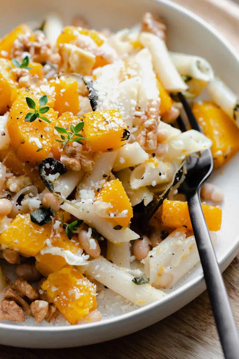 Butternut Squash Penne with Sage and Toasted Walnuts - The Healthful Ideas
