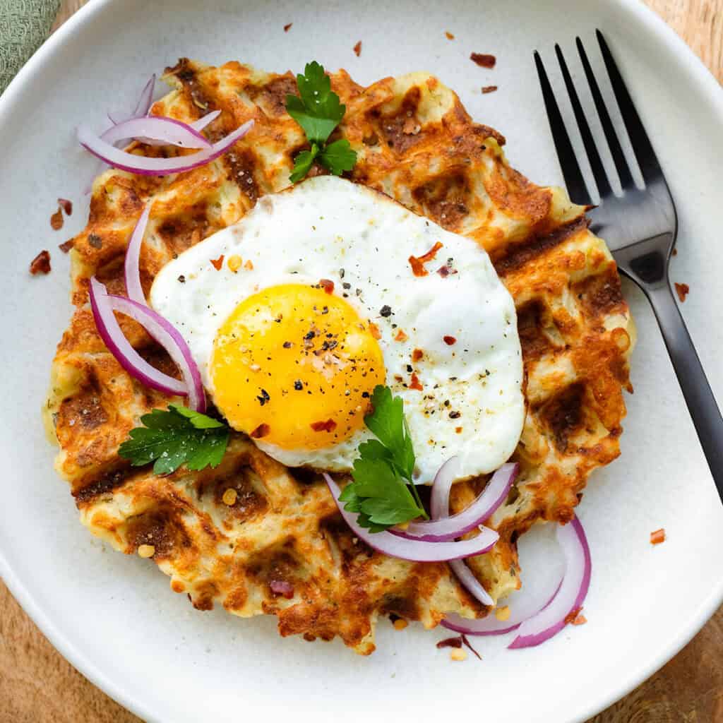 Cheesy Hash Brown Waffles - The Healthful Ideas