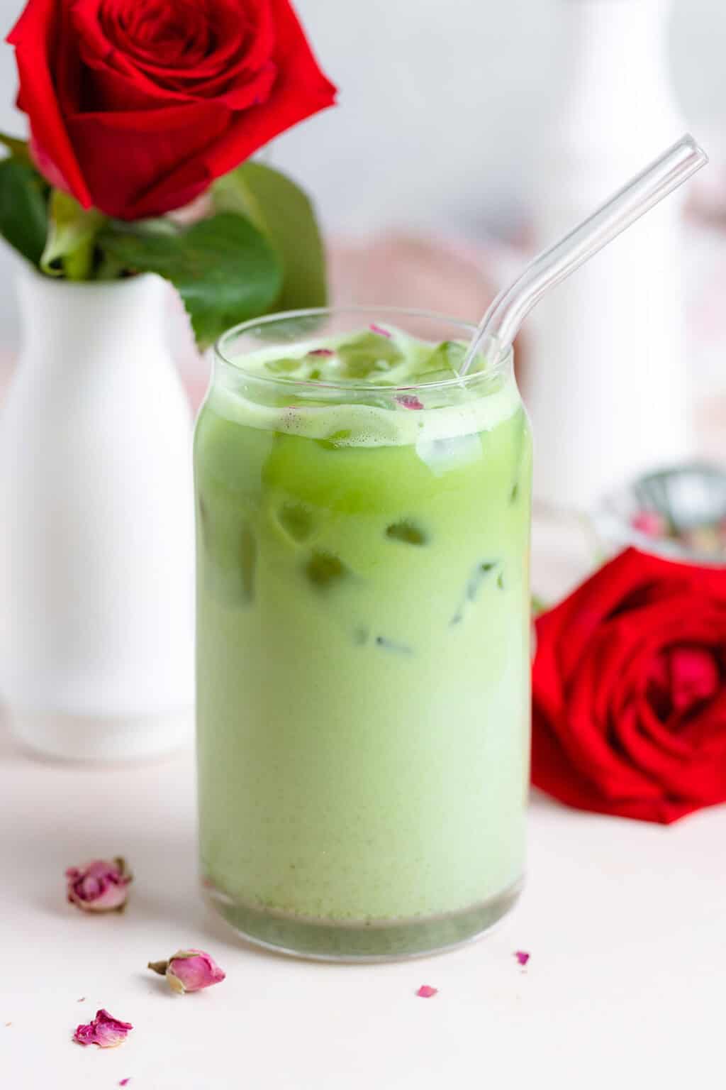 Rose Matcha Latte - The Healthful Ideas