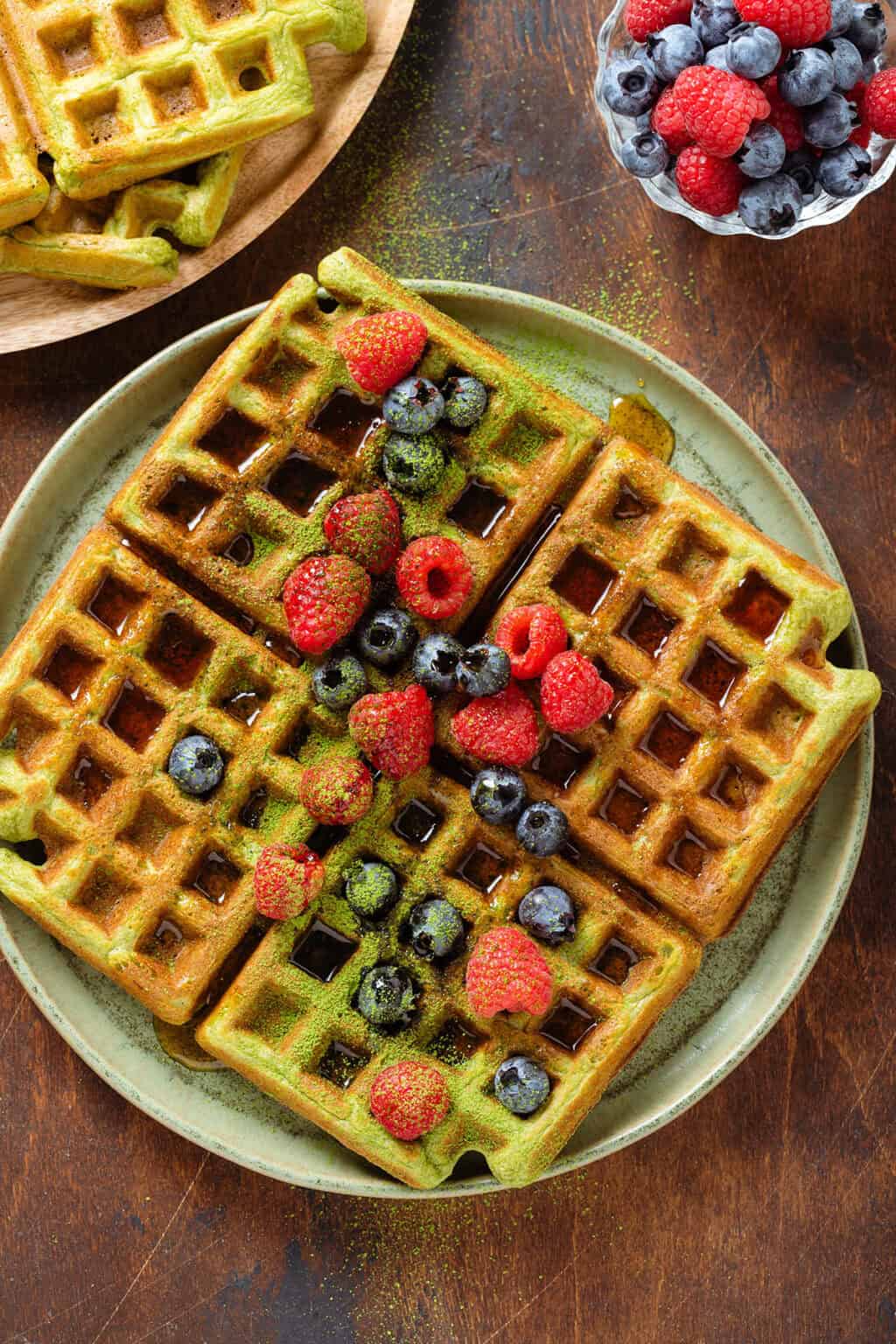 Matcha Waffles - The Healthful Ideas