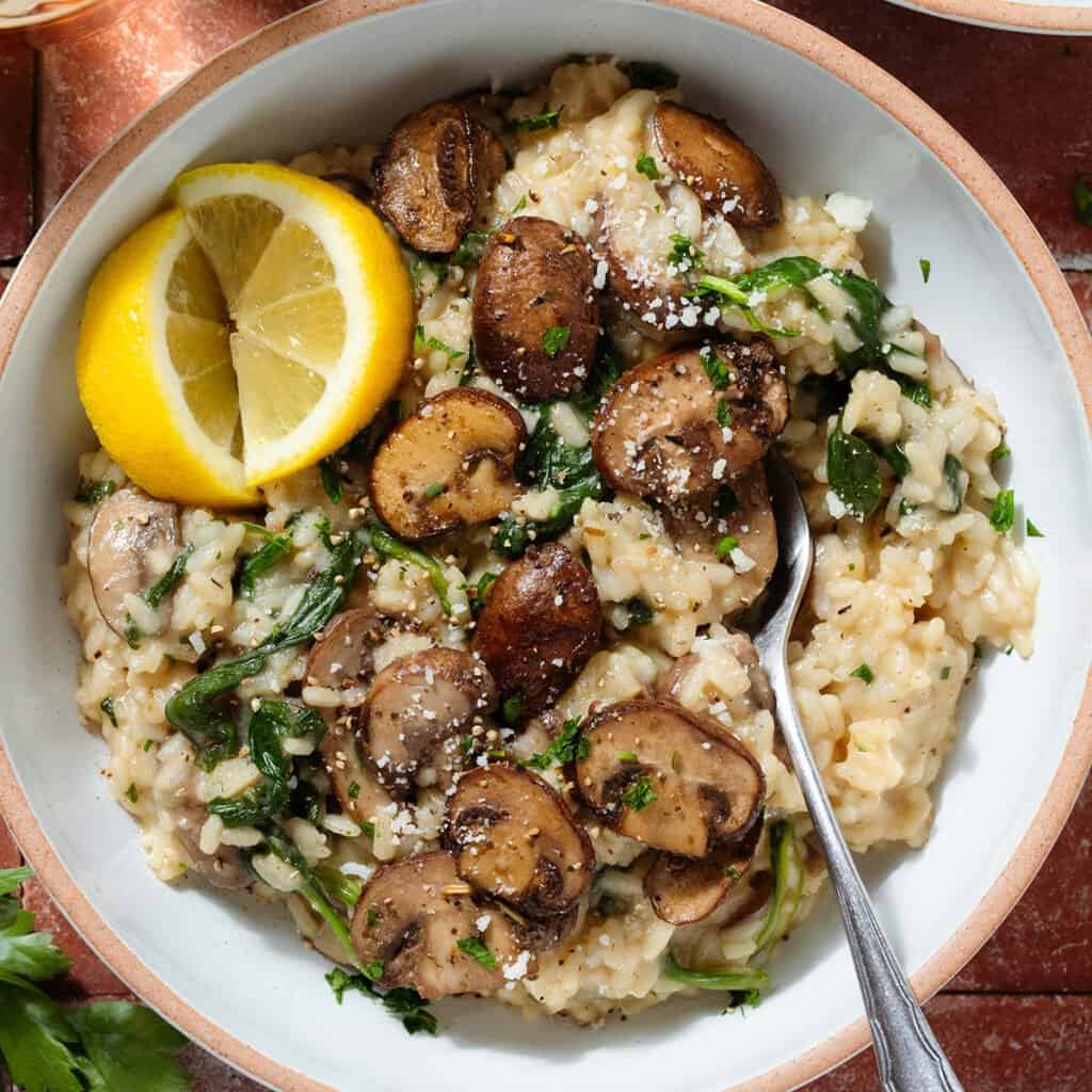 Spinach Mushroom Risotto - The Healthful Ideas